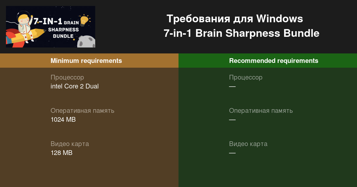 Системные требования 7-in-1 Brain Sharpness Bundle — Пойдет ли у тебя ...