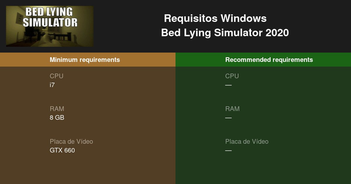 Bed Lying Simulator 2020 Requisitos Mínimos e Recomendados 2026 - Teste ...