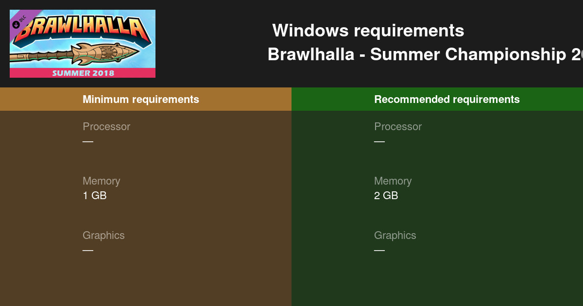 Brawlhalla - Summer Championship 2018 Pack System Requirements — Can I ...