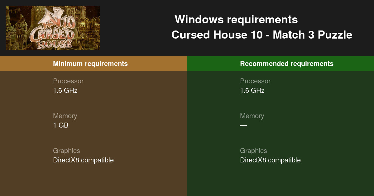Cursed House 10 - Match 3 Puzzle System Requirements — Can I Run Cursed ...