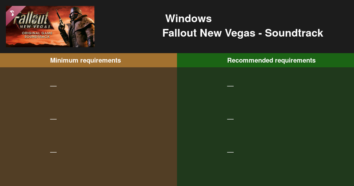 Fallout New Vegas - Soundtrack 시스템 요구 사항 2024 - PC 테스트 🎮