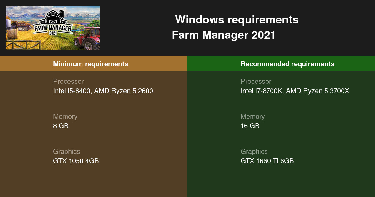 Farm Manager 2021 System Requirements — Can I Run Farm Manager 2021 on ...