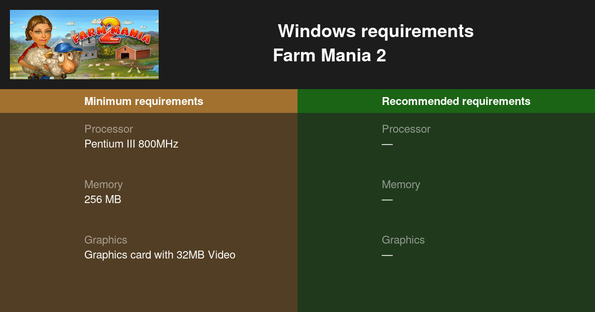 Farm Mania 2 System Requirements — Can I Run Farm Mania 2 on My PC?