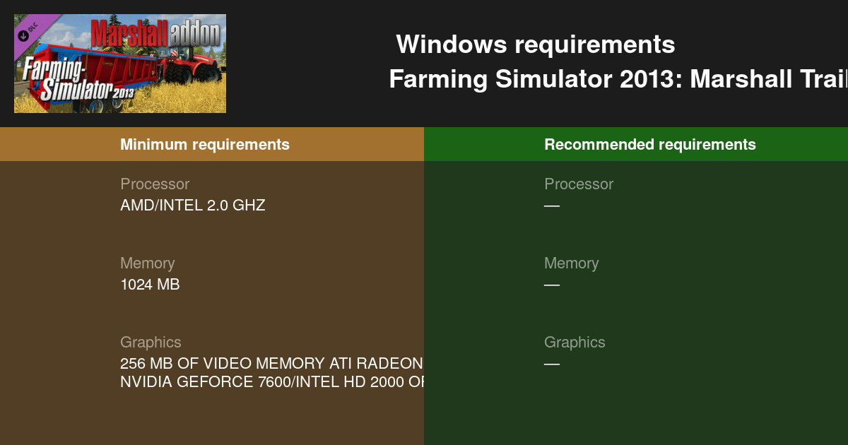 Farming Simulator 2013: Marshall Trailers System Requirements — Can I ...