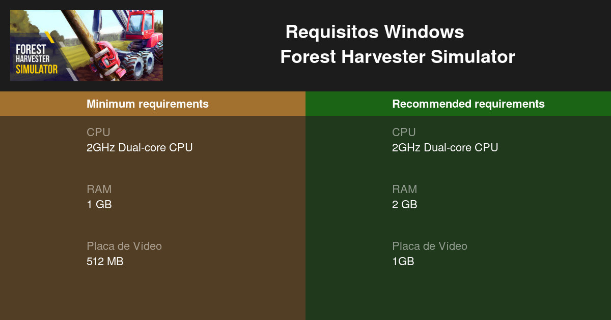 Forest Harvester Simulator Requisitos Mínimos e Recomendados 2026 ...