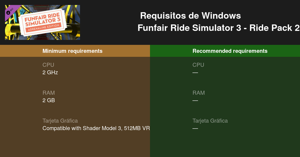 Funfair Ride Simulator 3 - Ride Pack 2 Requisitos mínimos y ...