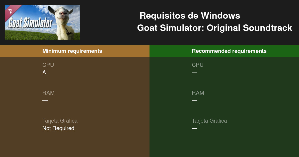 Goat Simulator: Original Soundtrack Requisitos mínimos y recomendados ...