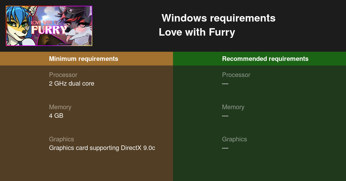 Love with Furry 🐺 System Requirements — Can I Run Love with Furry 🐺 on ...