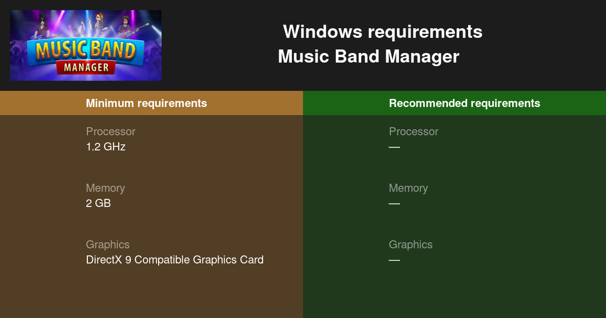 Music Band Manager System Requirements — Can I Run Music Band Manager ...