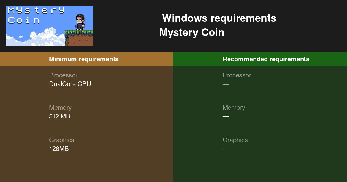 Mystery Coin System Requirements — Can I Run Mystery Coin on My PC?