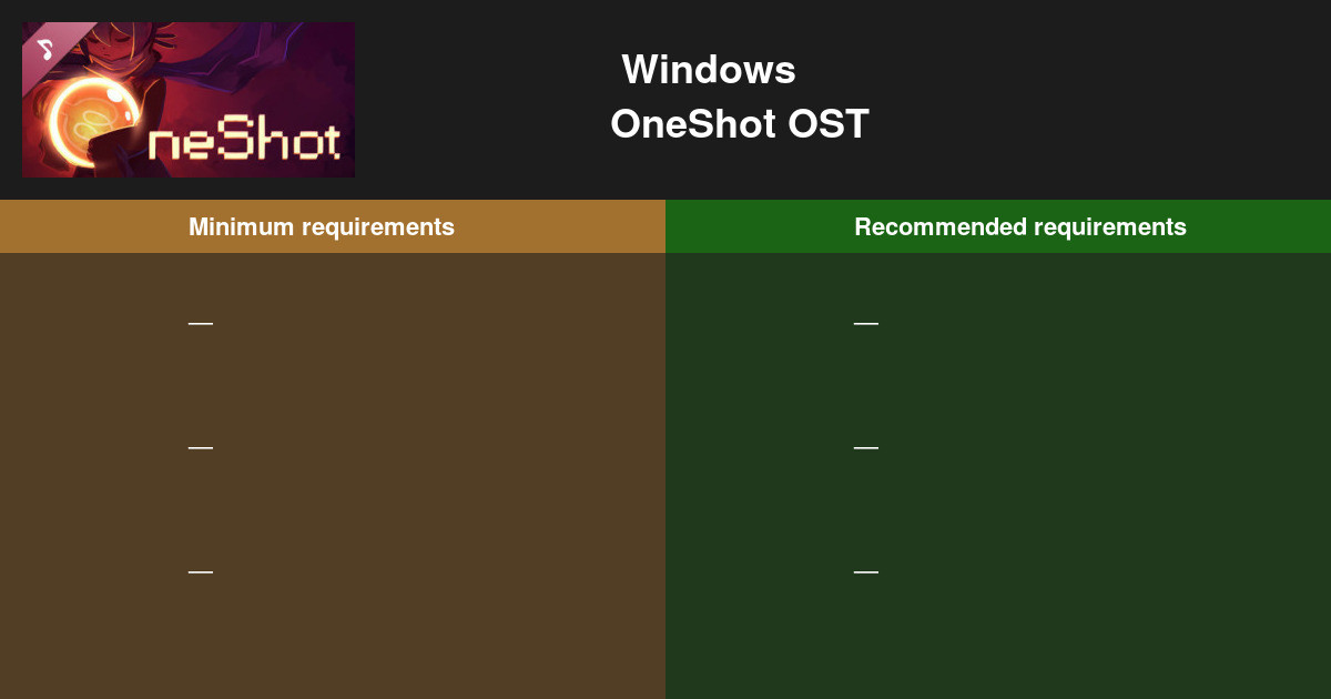 OneShot OST 시스템 요구 사항 2024 - PC 테스트 🎮