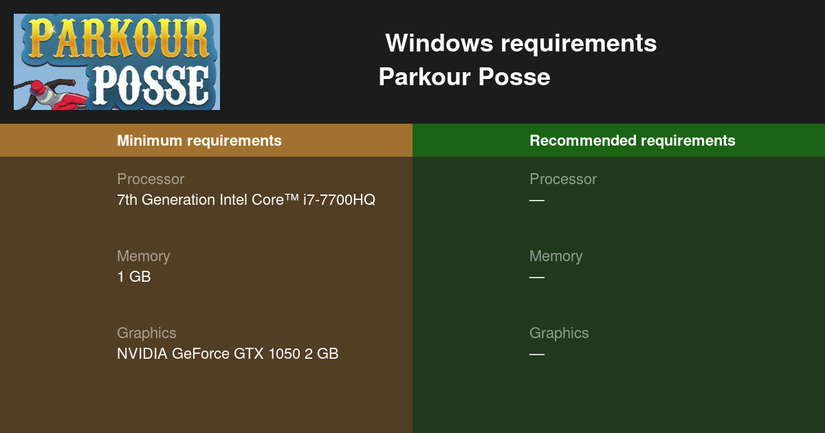 Parkour Posse System Requirements — Can I Run Parkour Posse on My PC?