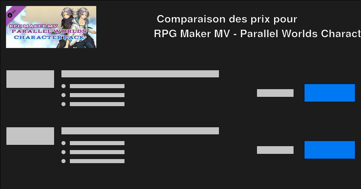 Acheter RPG Maker MV - Parallel Worlds Character Pack pas cher - Comparaison des prix