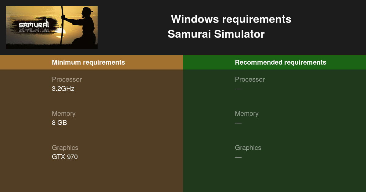 Samurai Simulator System Requirements — Can I Run Samurai Simulator on ...