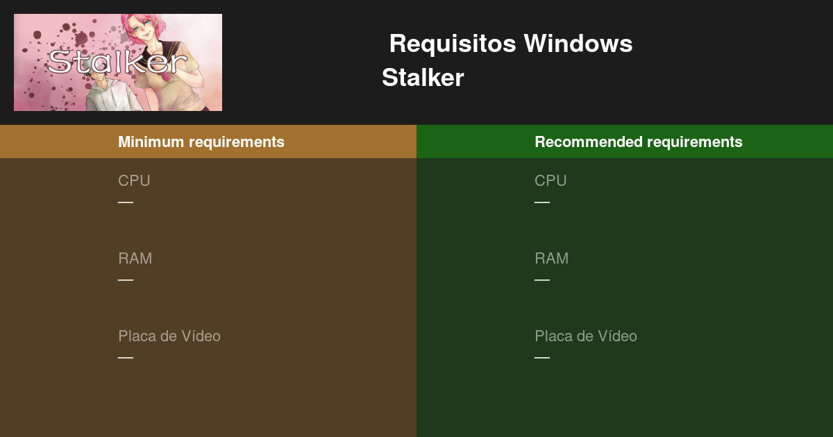 Stalker Requisitos Mínimos e Recomendados 2026 - Teste seu PC 🎮