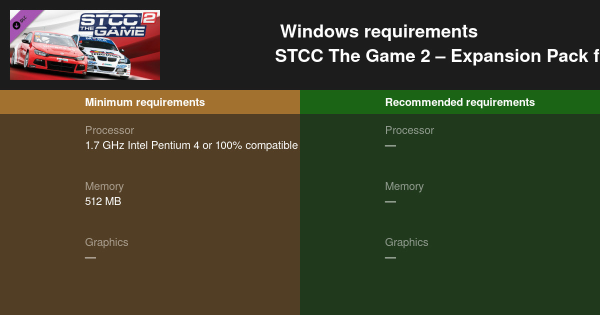 STCC The Game 2 – Expansion Pack for RACE 07 System Requirements — Can ...