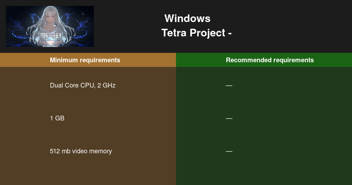 Tetra Project - 原石计划 시스템 요구 사항 2026 - PC 테스트 🎮