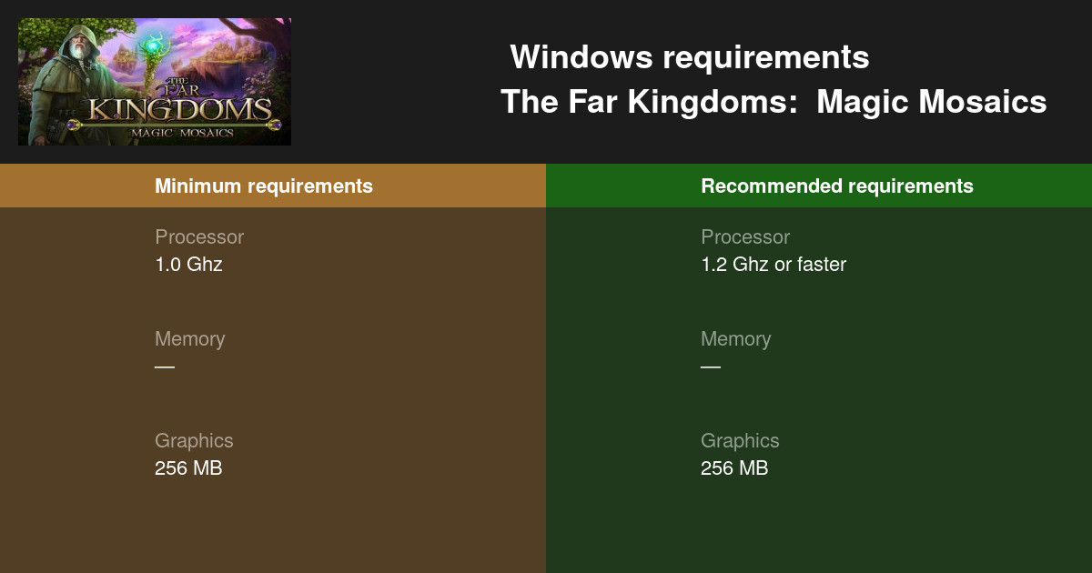 The Far Kingdoms: Magic Mosaics System Requirements — Can I Run The Far Kingdoms: Magic Mosaics ...