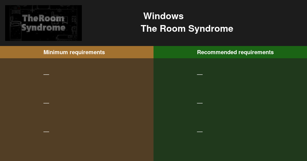 The Room Syndrome 시스템 요구 사항 2026 - PC 테스트 🎮
