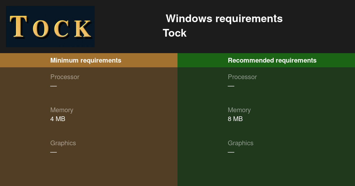 Tock System Requirements — Can I Run Tock on My PC?