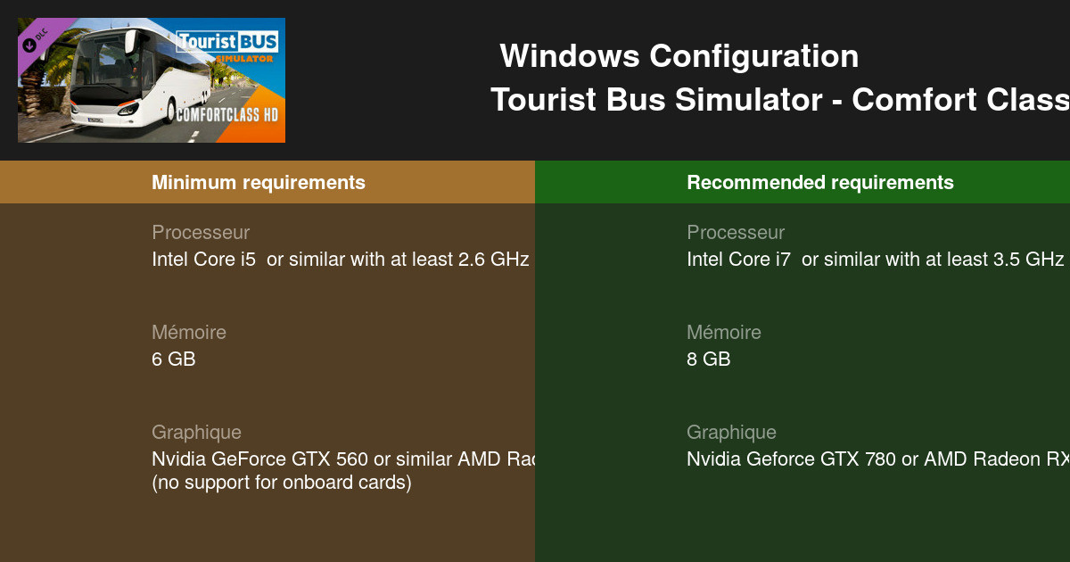Tourist Bus Simulator - Comfort Class HD Configuration requise 2026 ...