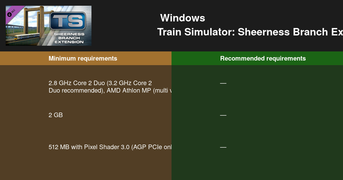 Train Simulator: Sheerness Branch Extension Route Add-On 시스템 요구 사항 2026 ...