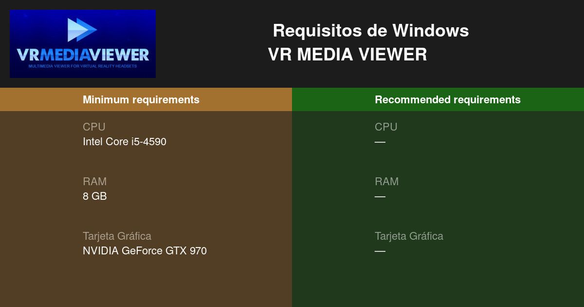 VR MEDIA VIEWER Requisitos mínimos y recomendados 2024 - Prueba tu PC 🎮